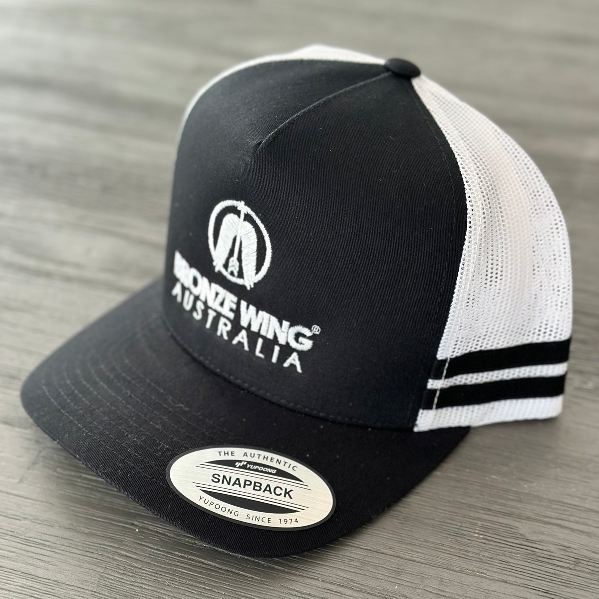 BRONZE WING Striped Trucker Cap - Black – BRONZE WING AUSTRALIA ONLINE ...