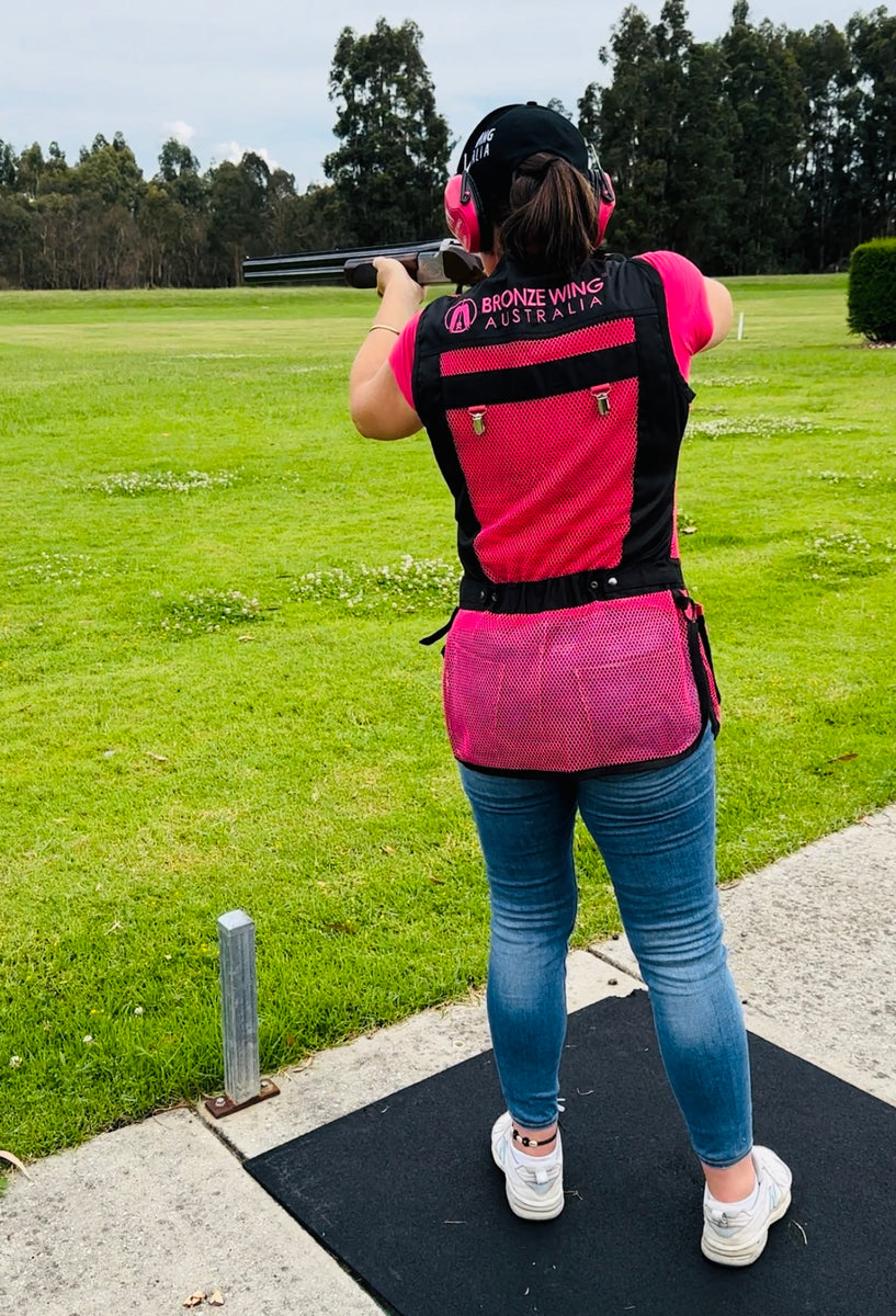 BRONZE WING Ladies Shooting Vest - PINK (Right Hand) – BRONZE WING ...